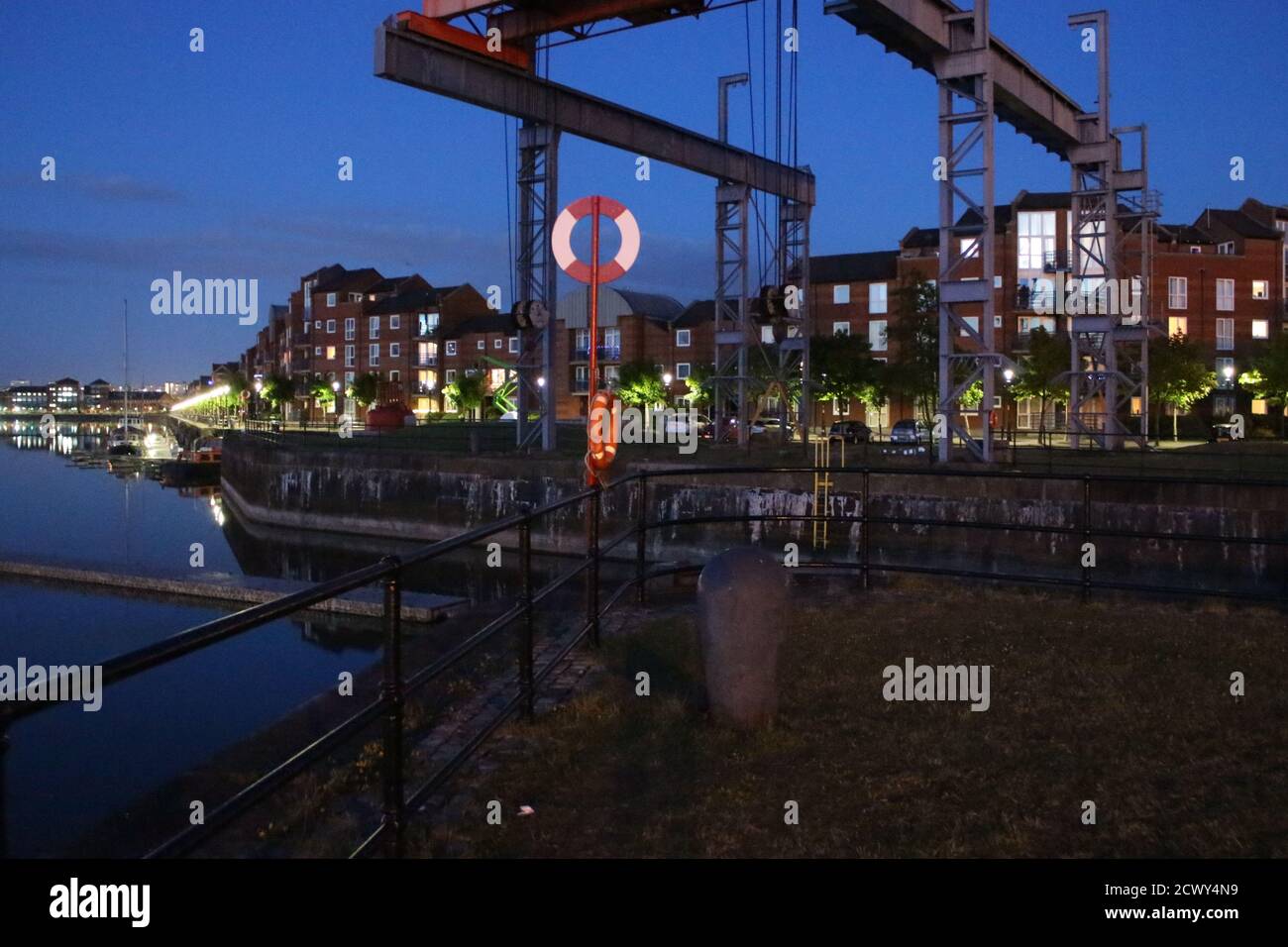 Preston Dock after Sunset 3 Stock Photo - Alamy