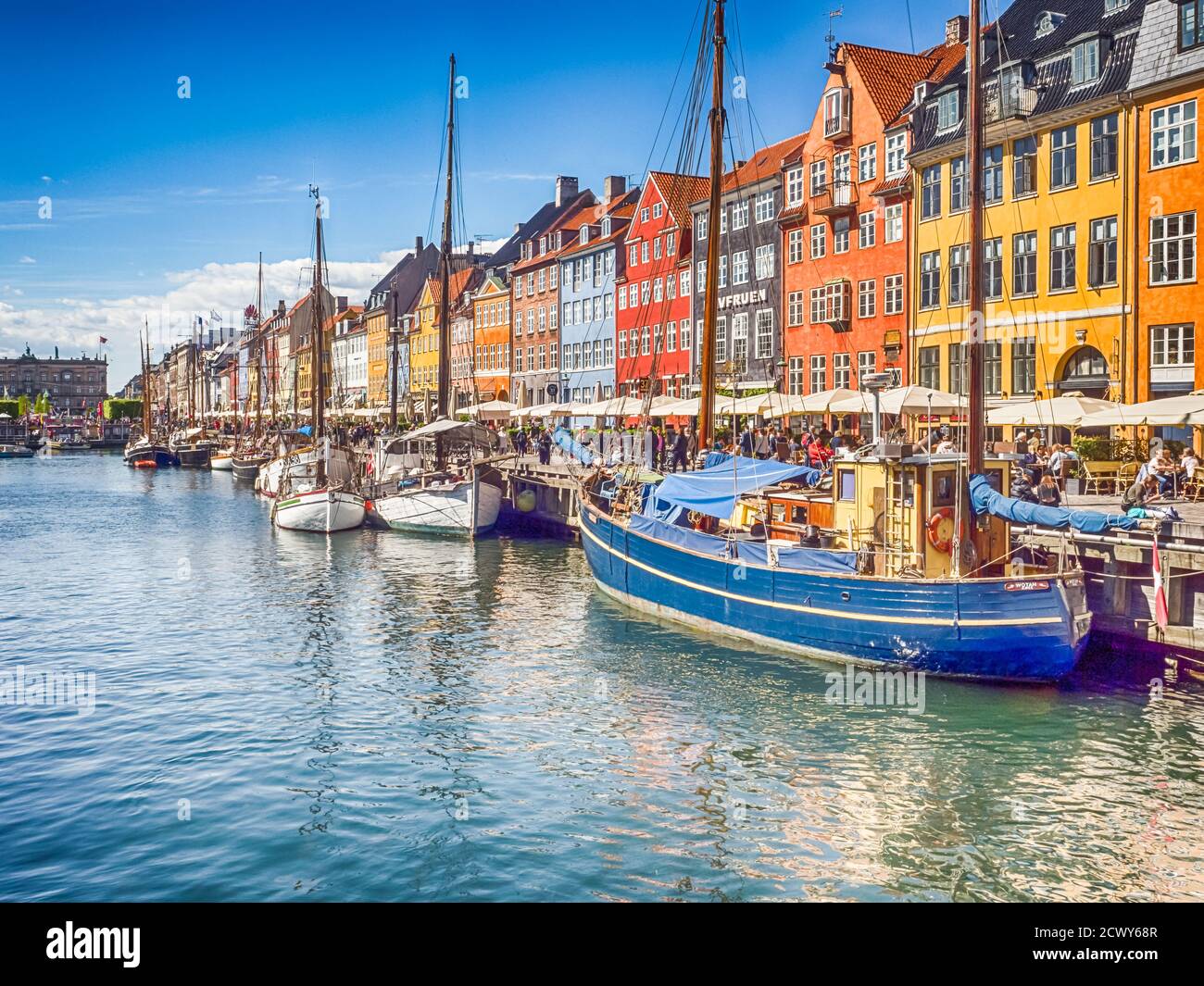 Nyhavn (New Harbour), Copenhagen, Denmark - 14 JMay 2019: Panoramic ...