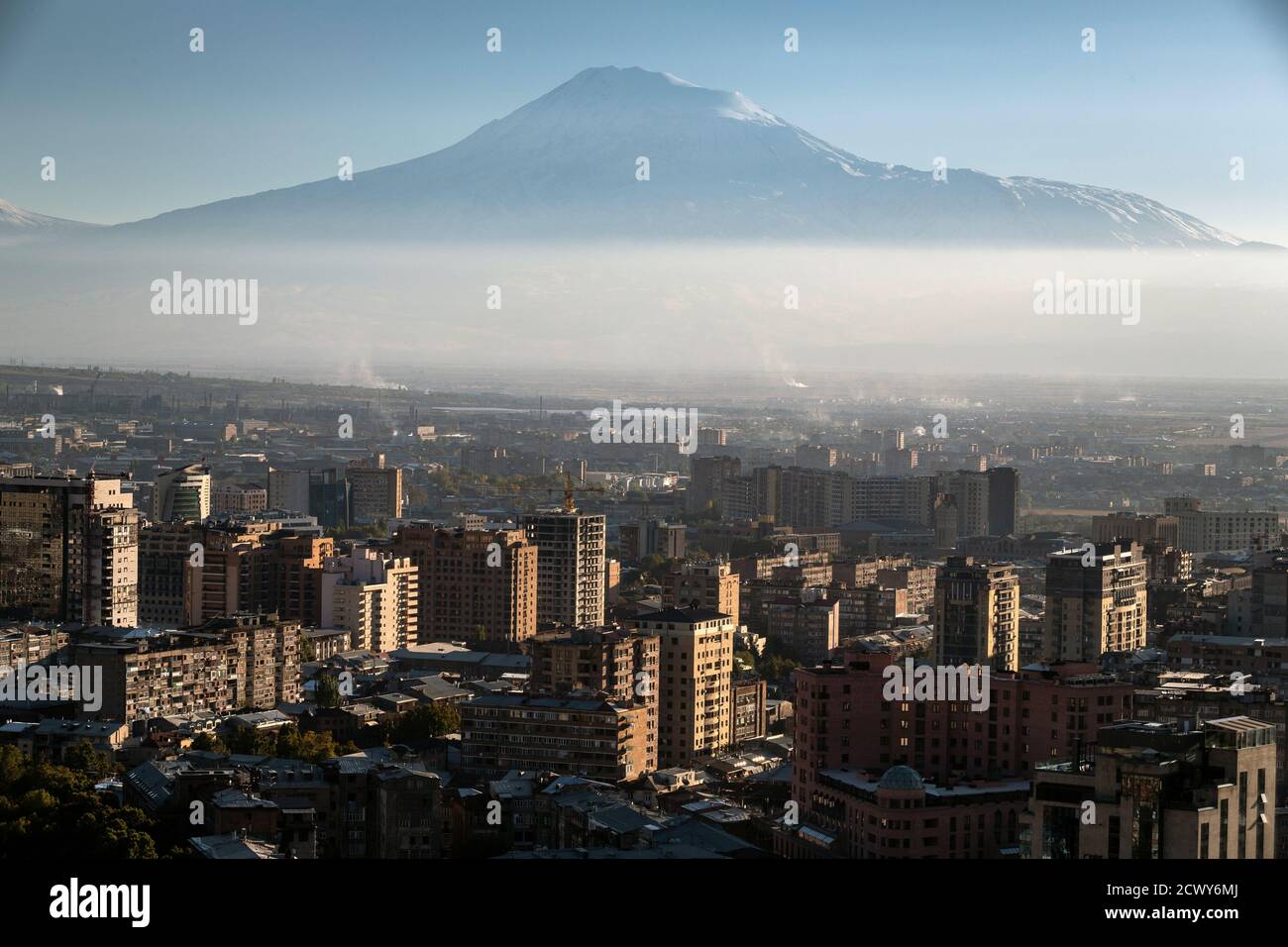 City views of the Armenian capital Yerevan Armenia with Mount Ararat in ...