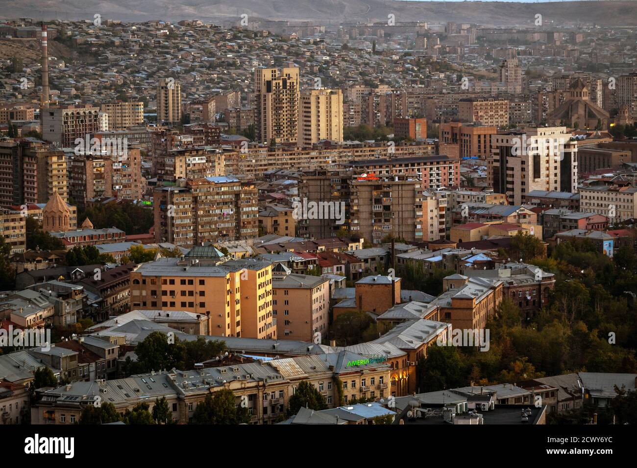 City views of the Armenian capital Yerevan Armenia with Mount Ararat in ...