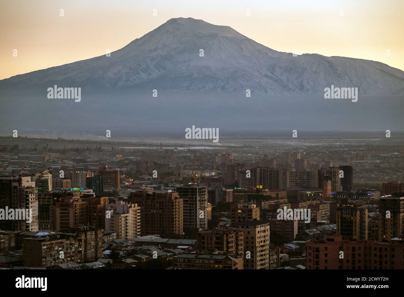 City views of the Armenian capital Yerevan Armenia with Mount Ararat in ...