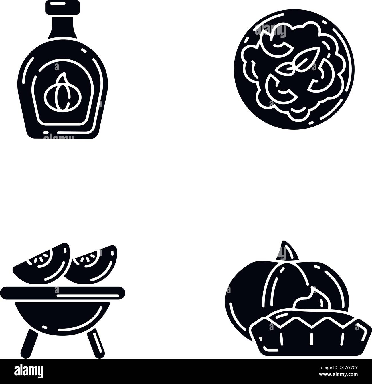 Homemade food black glyph icons set on white space Stock Vector Image ...