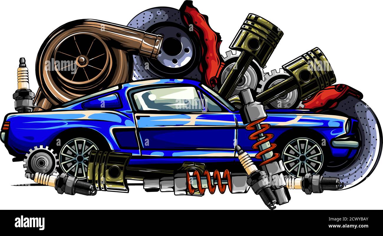 Car system. spare parts. realistic car. vector illustration Stock ...