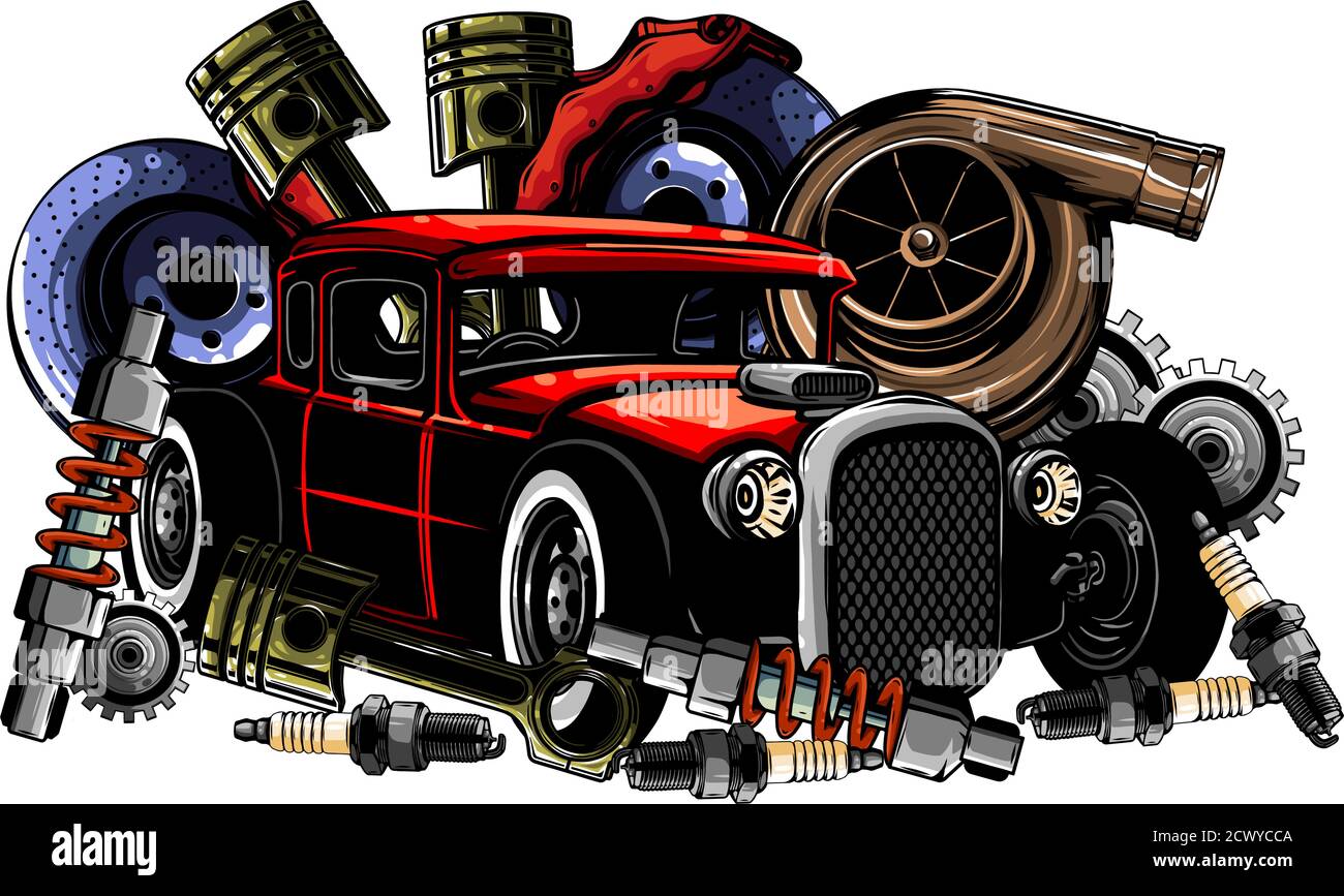 Car parts illustration hi-res stock photography and images - Alamy