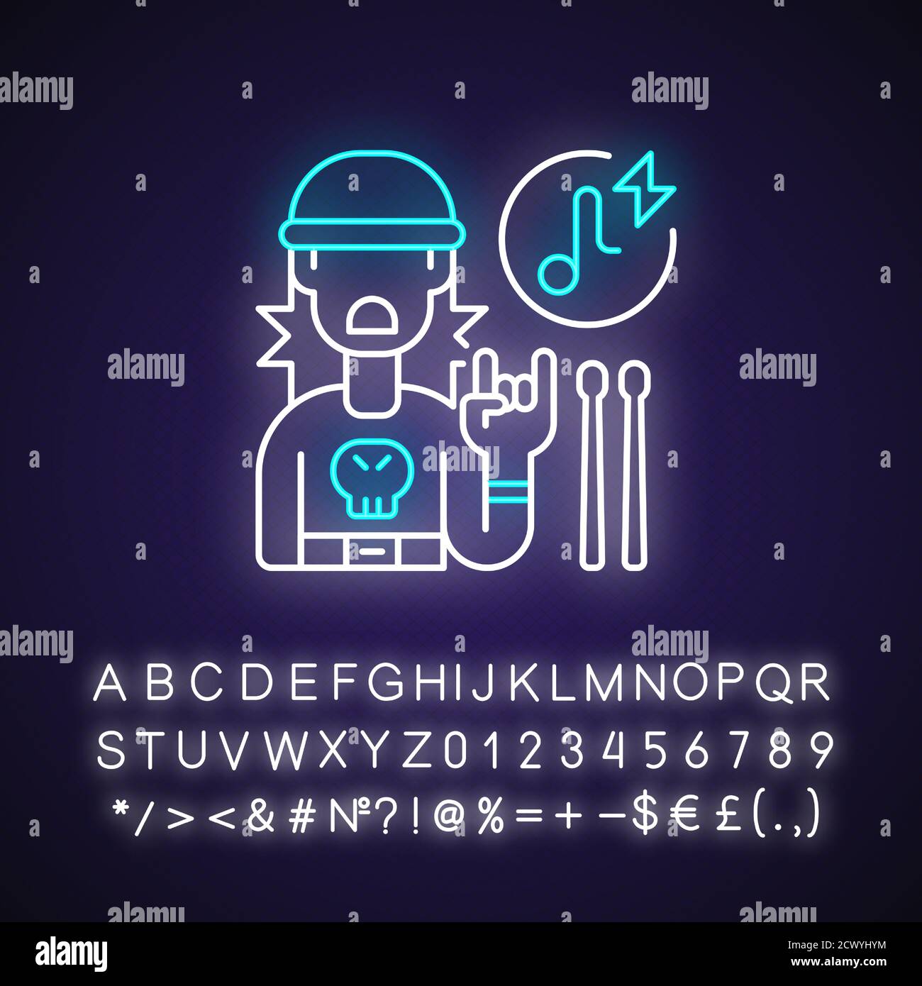 Rock music neon light icon Stock Vector Image & Art - Alamy