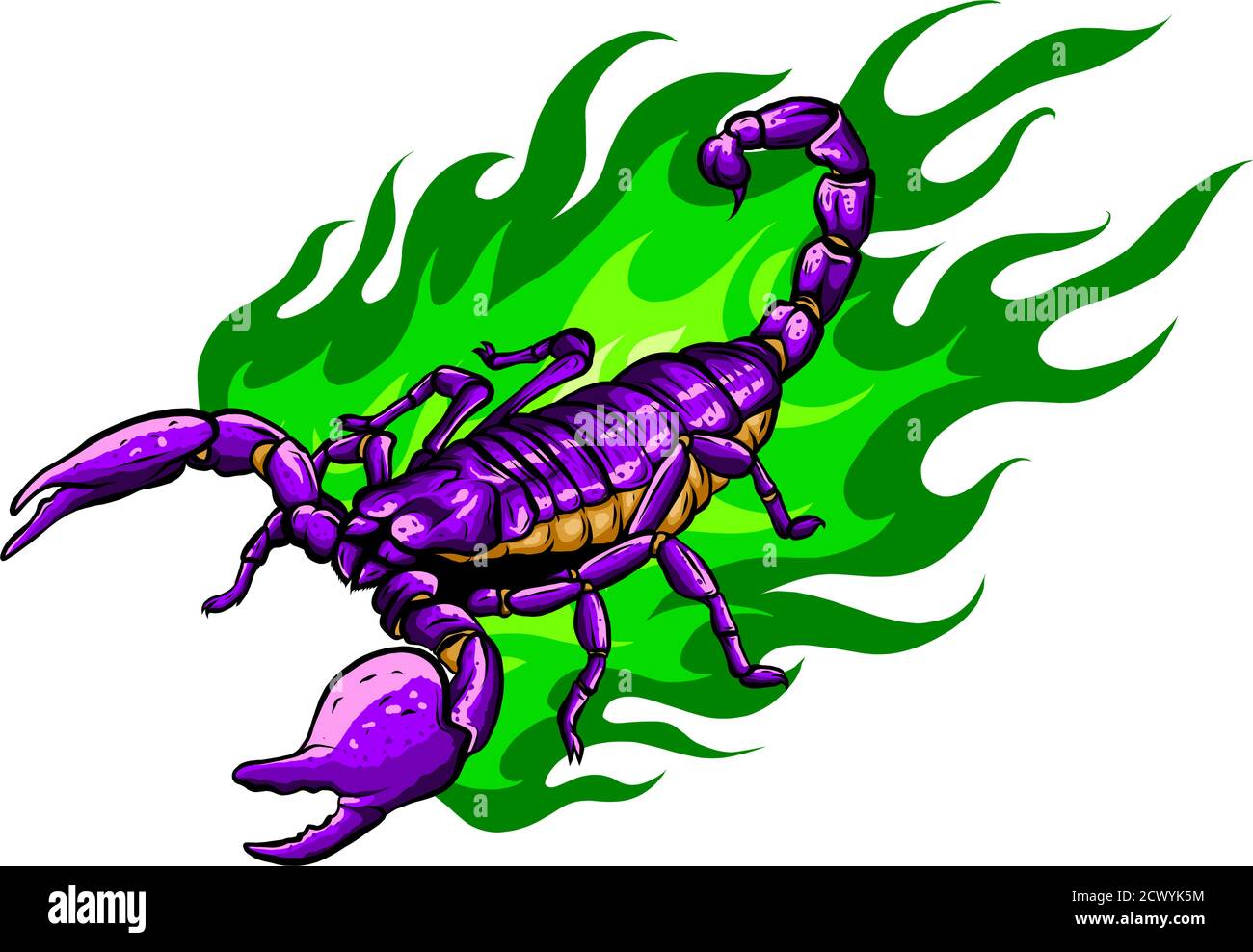 realistic scorpion cartoon with flames vector illustration Stock Vector ...