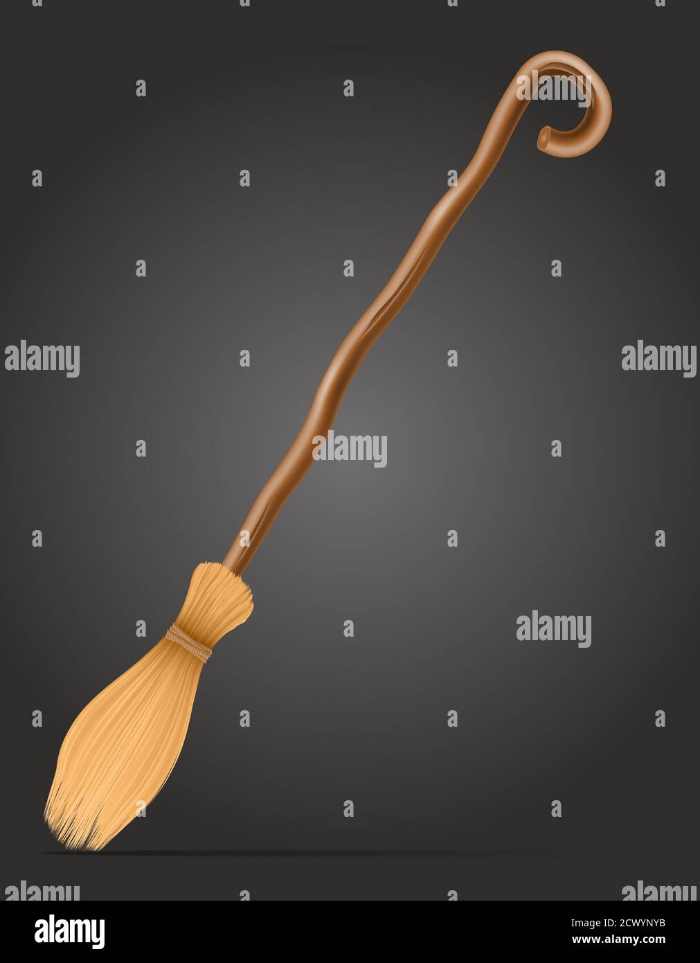 wooden witch magic broomstick vector illustration vector illustration ...