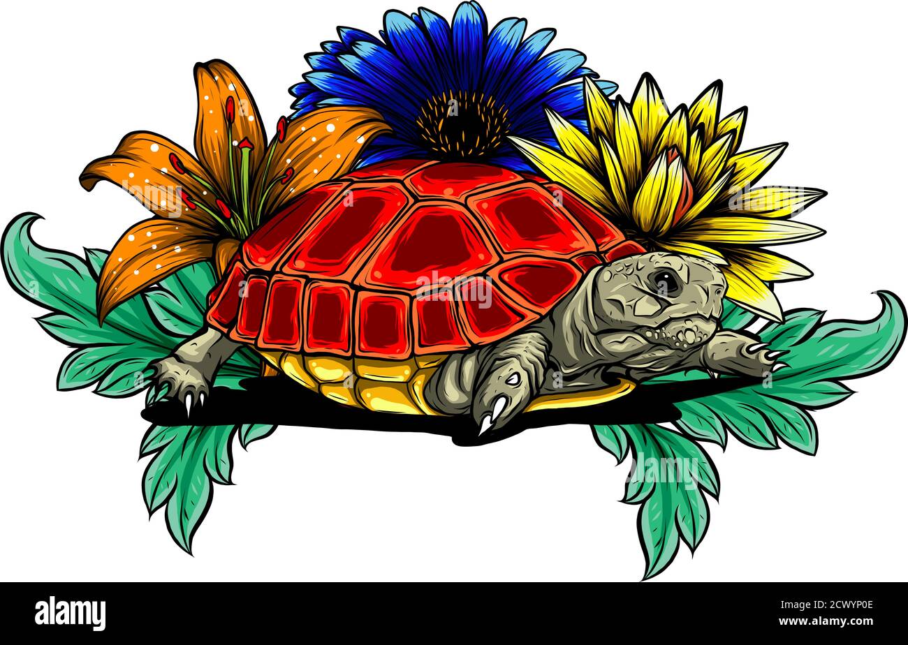 Land turtle in the jungle vector illustration Stock Vector Image & Art ...