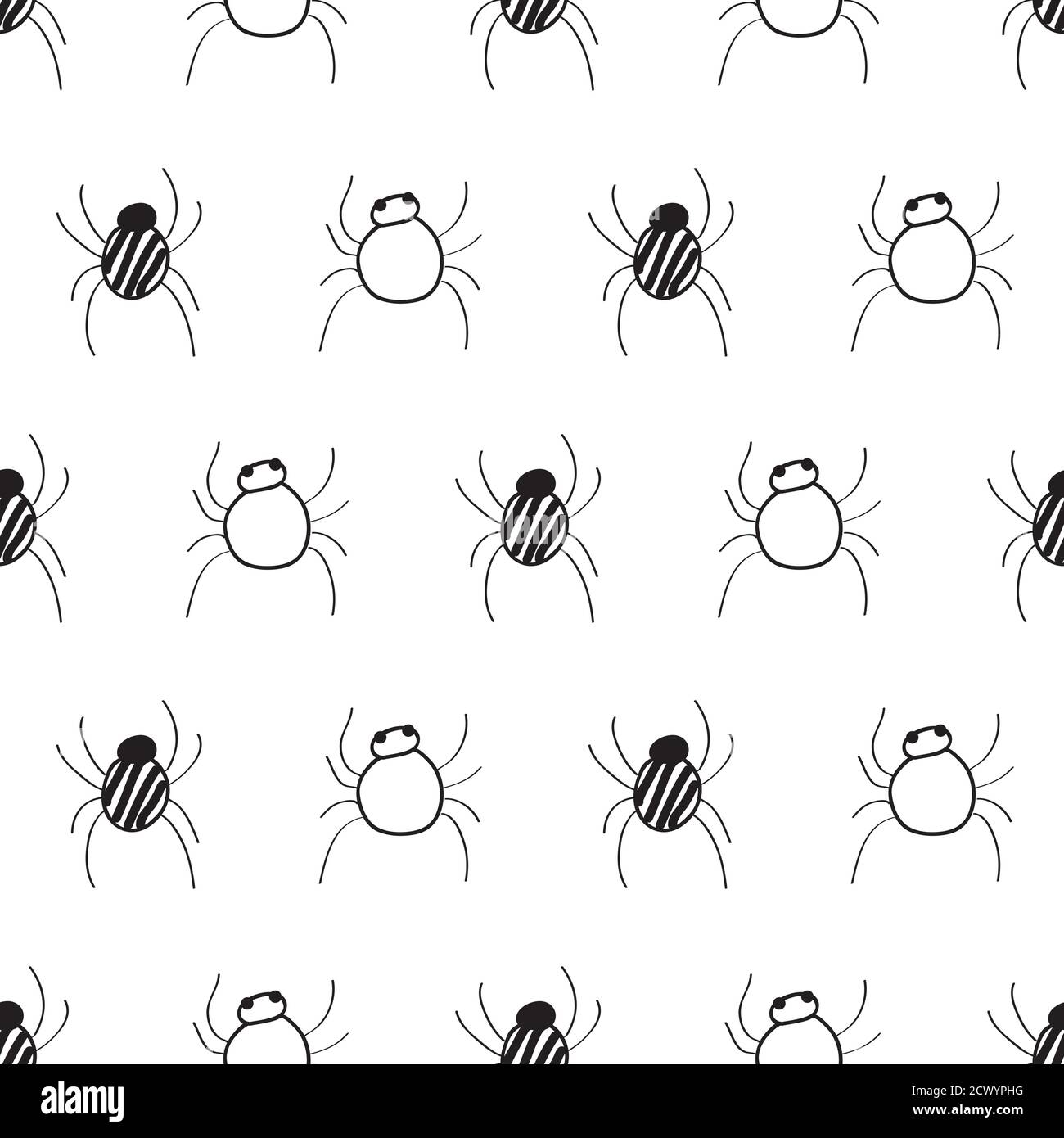 Spiders black on white lines pattern seamless vector repeat surface ...