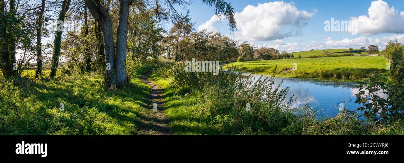 View of an English rural countryside scenery on British waterway Stock ...