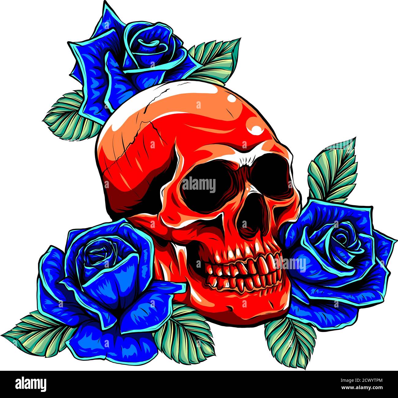 skull with roses vector illustration graphics art Stock Vector Image ...