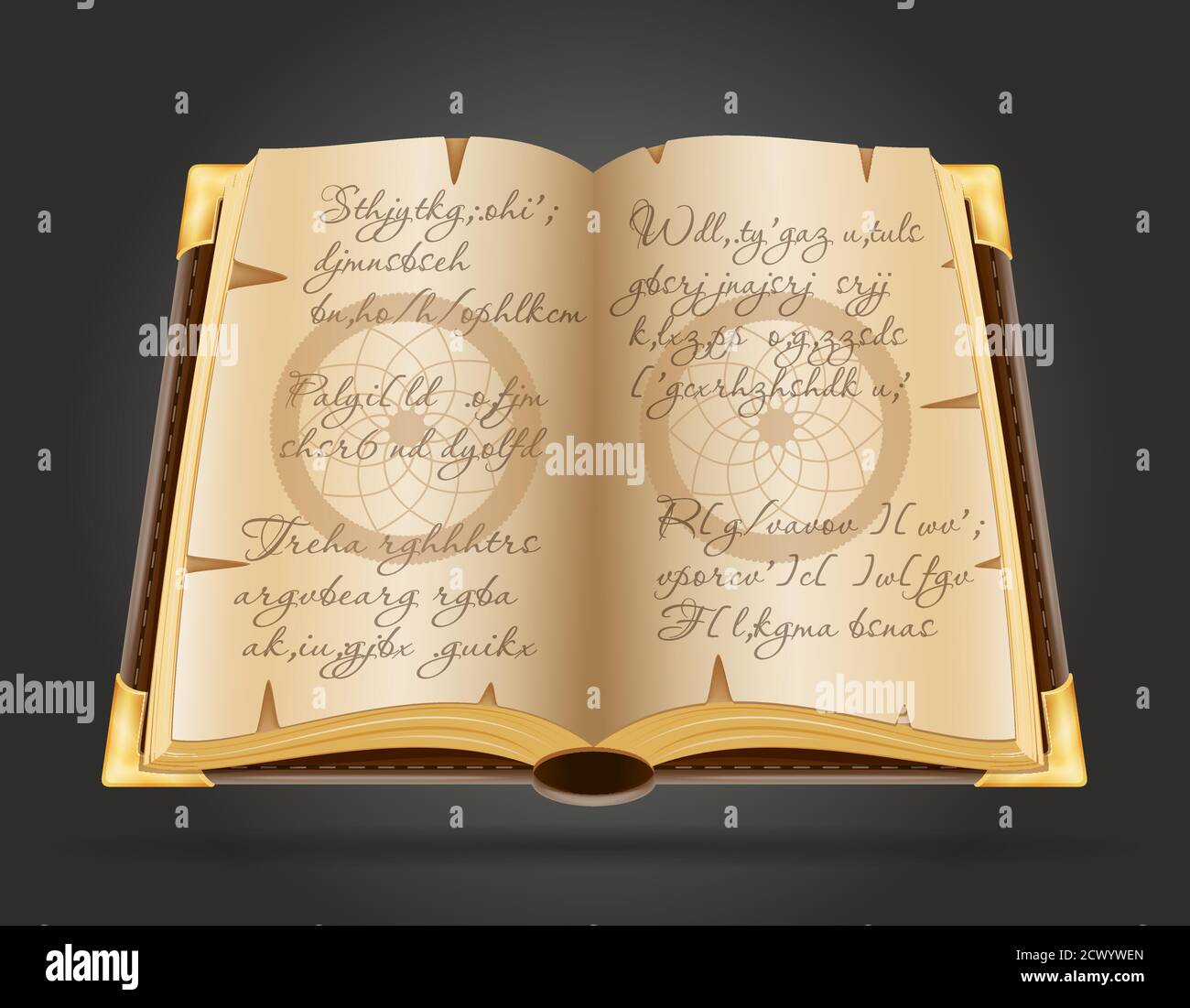 magic book of witches with spells vector illustration isolated on black ...