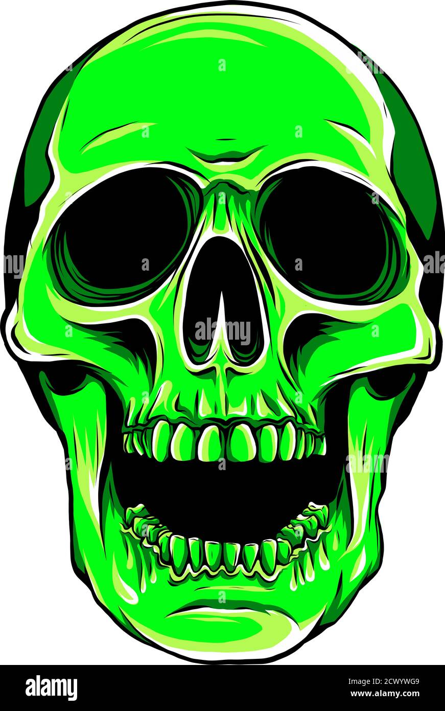green color skull head vector illustration with scary look Stock Vector ...