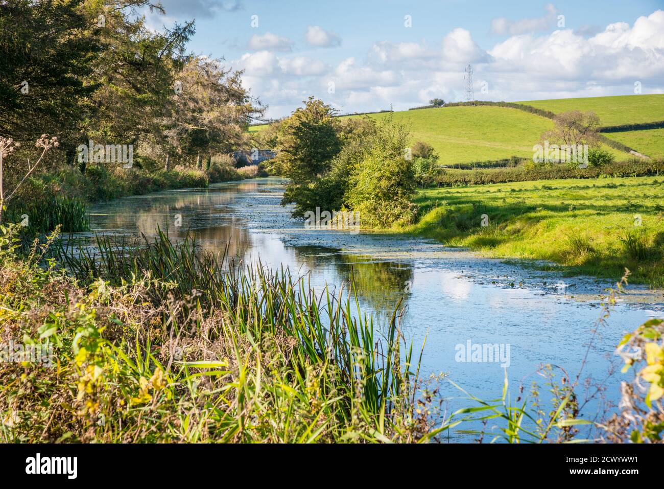 View of an English rural countryside scenery on British waterway Stock ...