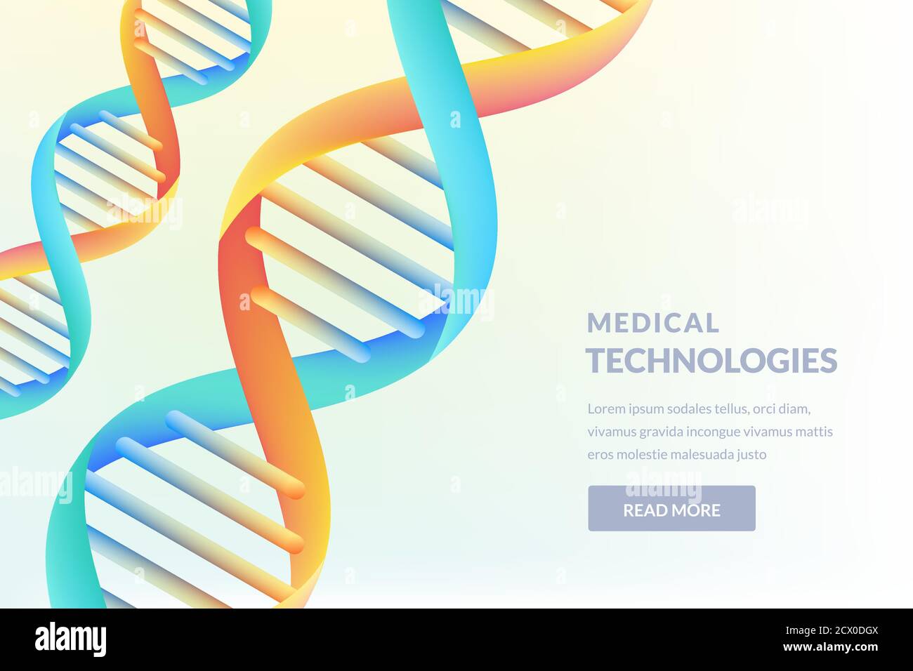 Multicolor 3d gradient DNA isolated on white background. Medical ...