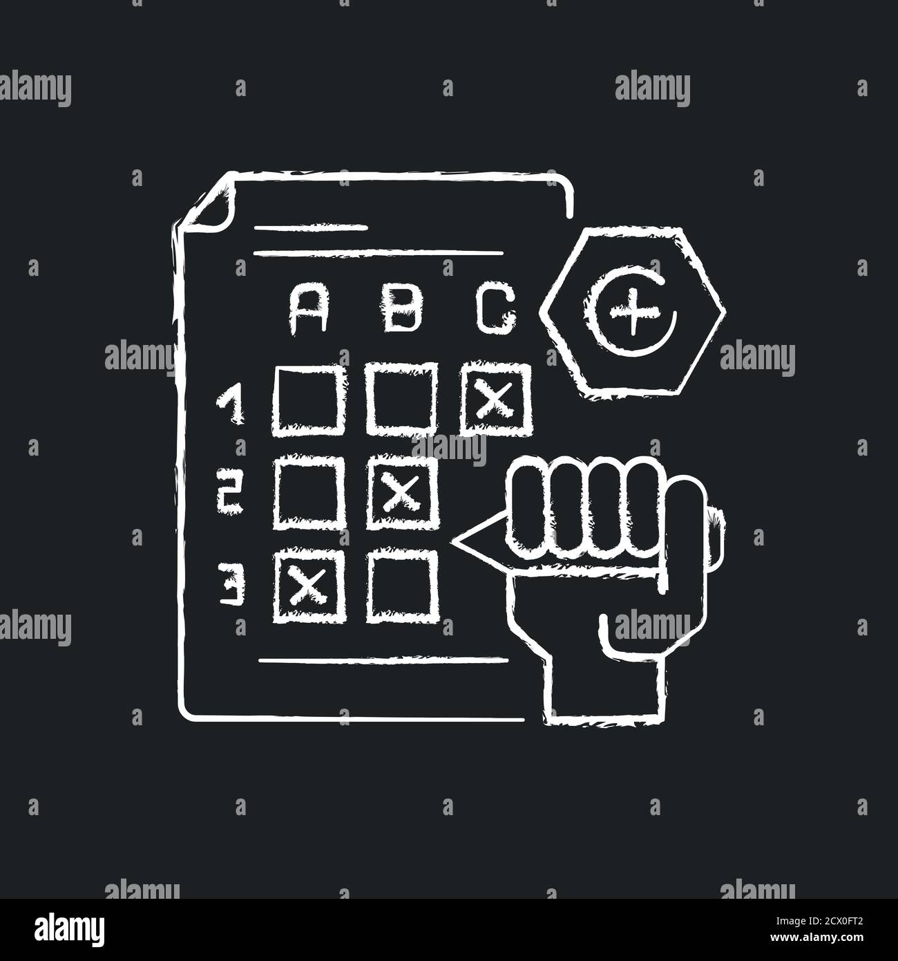 Multiple choice exam chalk white icon on black background Stock Vector ...