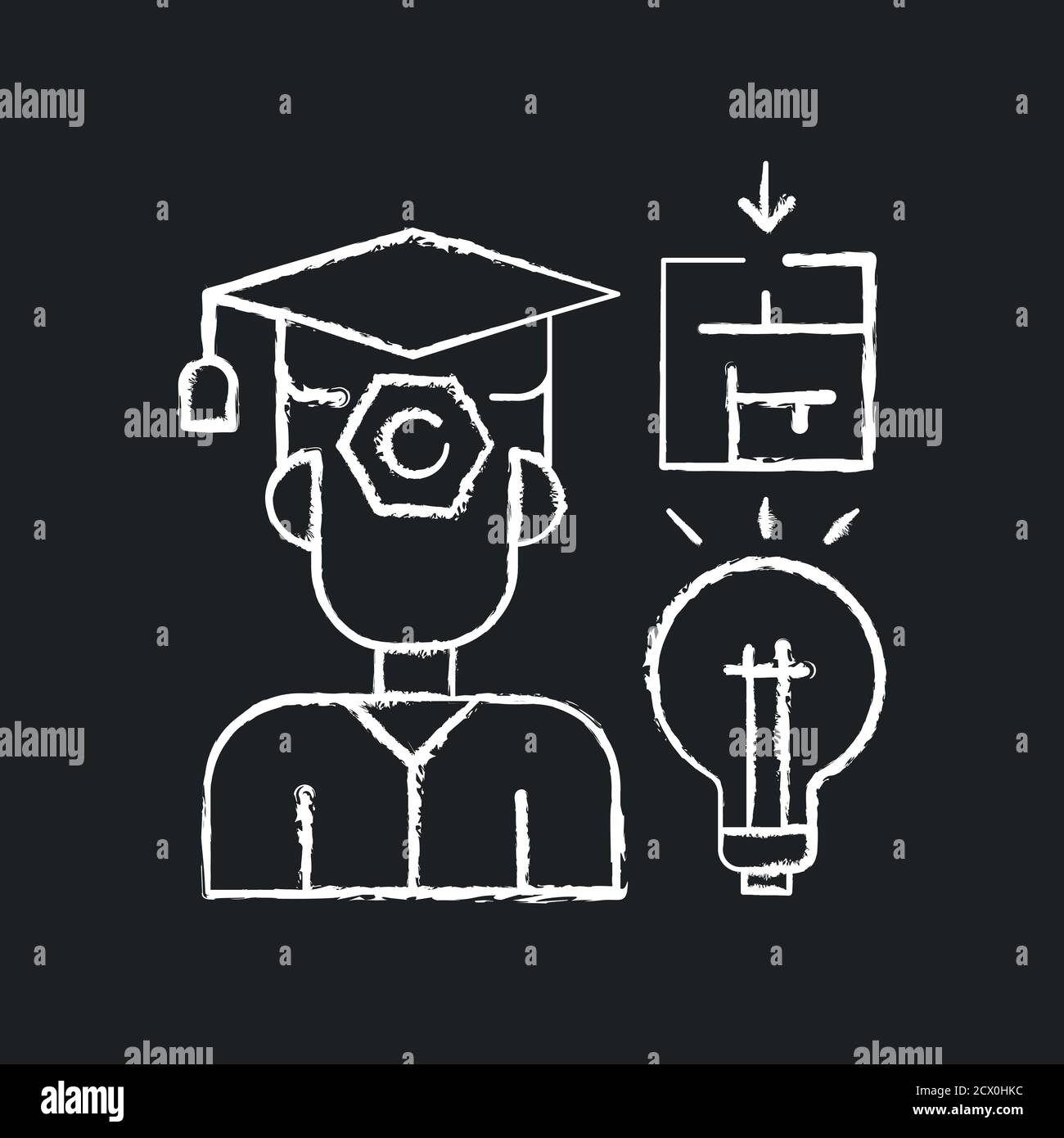 Case based exam chalk white icon on black background Stock Vector Image ...