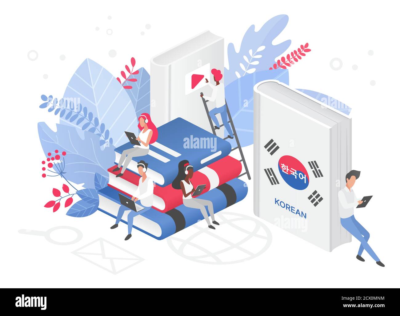 People learning Korean language isometric 3d vector illustration. Korea ...