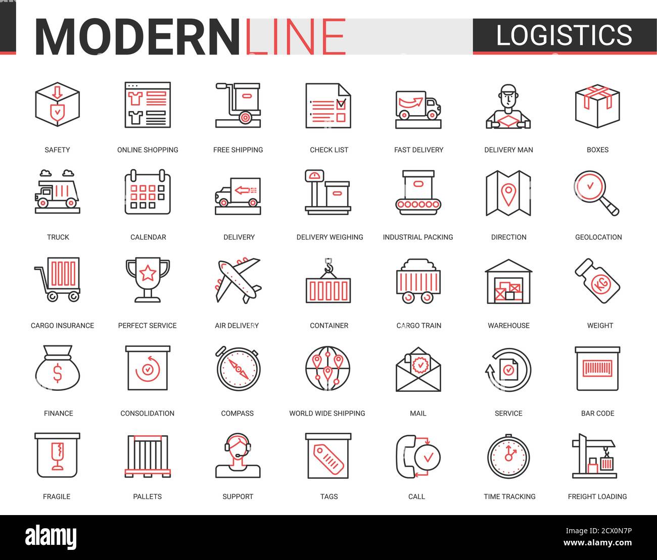 Logistics transportation, delivery service flat line icon vector ...