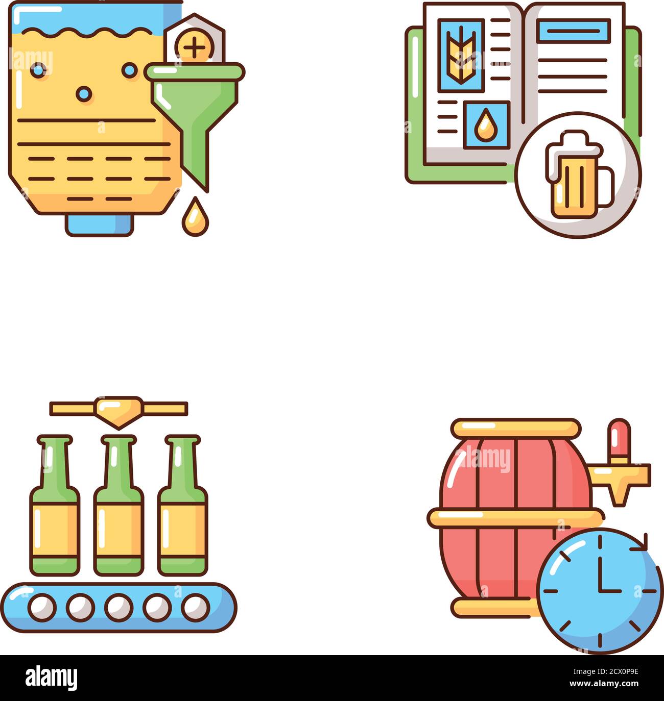 Beer production RGB color icons set Stock Vector Image & Art - Alamy