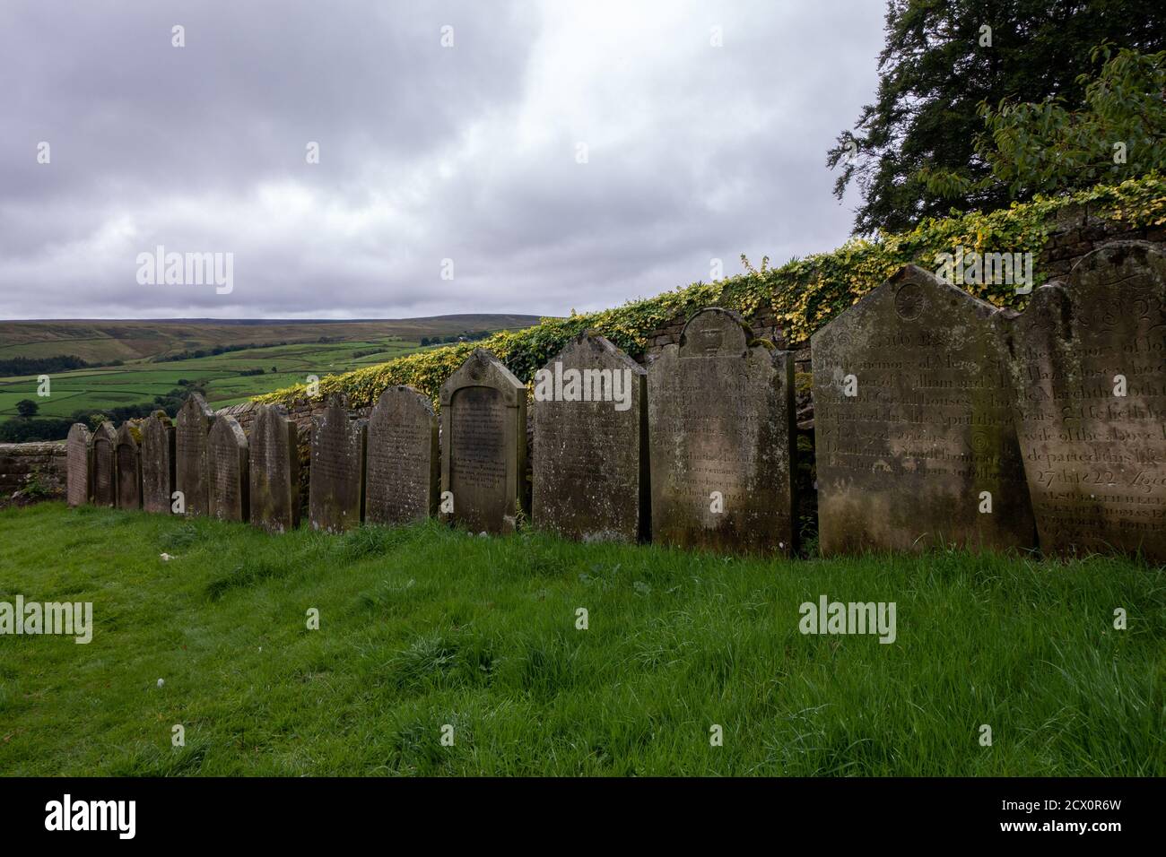 Fascinating row of gravestones at Middlesmoor village, Nidderdale ...