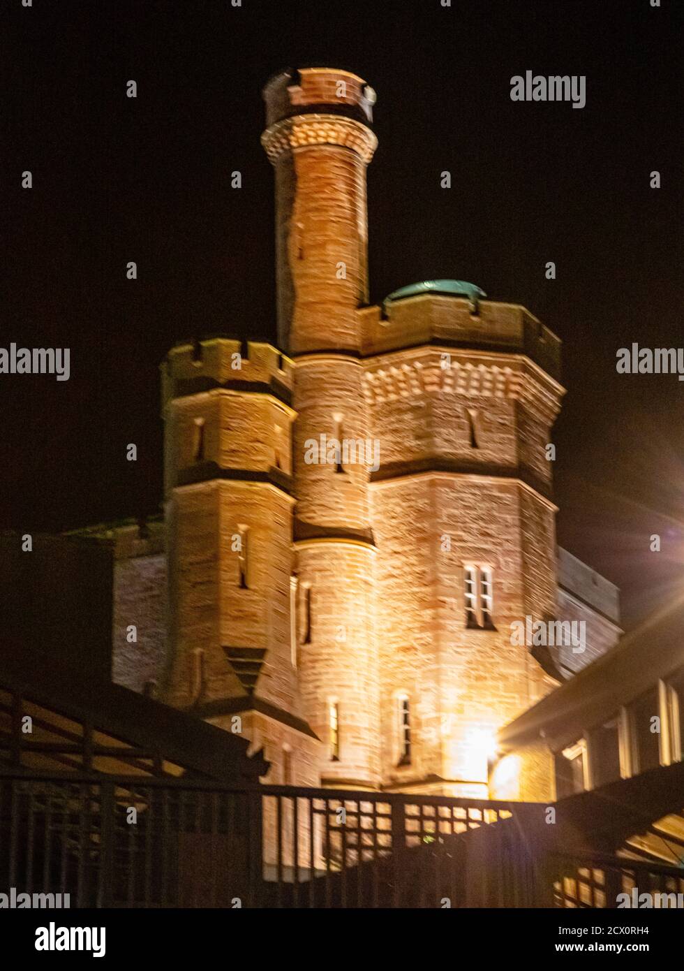 Night view of illuminated Inverness Castle, River Ness, Inverness ...