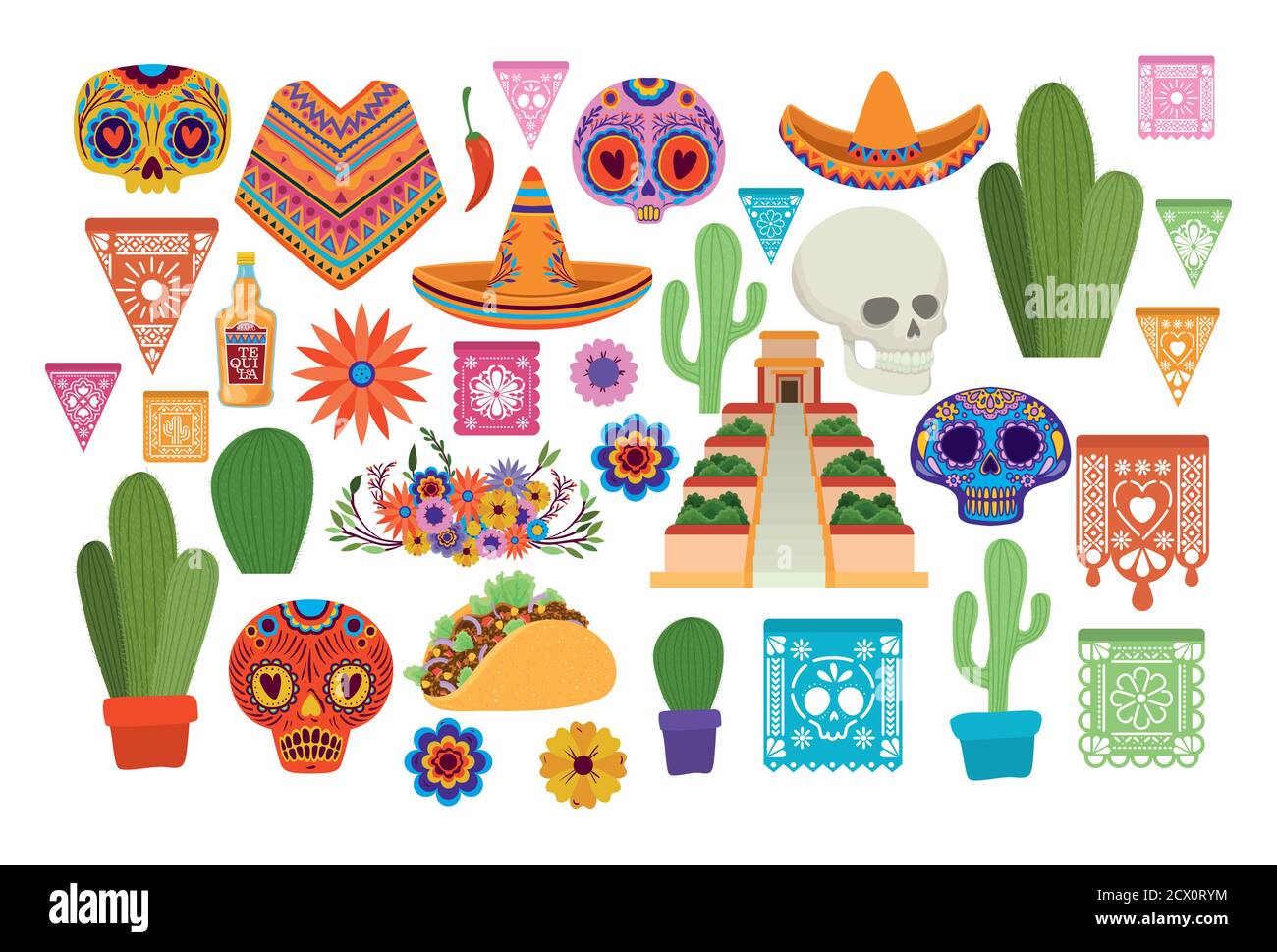 Mexican tequila icon set Cut Out Stock Images & Pictures - Alamy