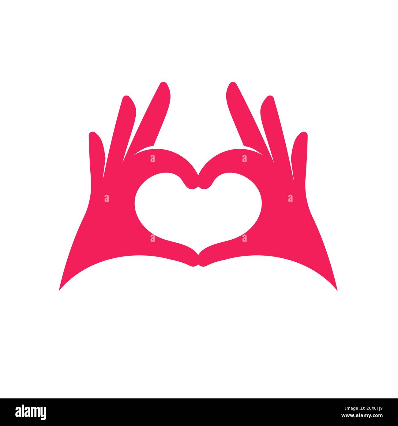 Pink hands in shape of heart icon, palms showing heart logo, love and ...