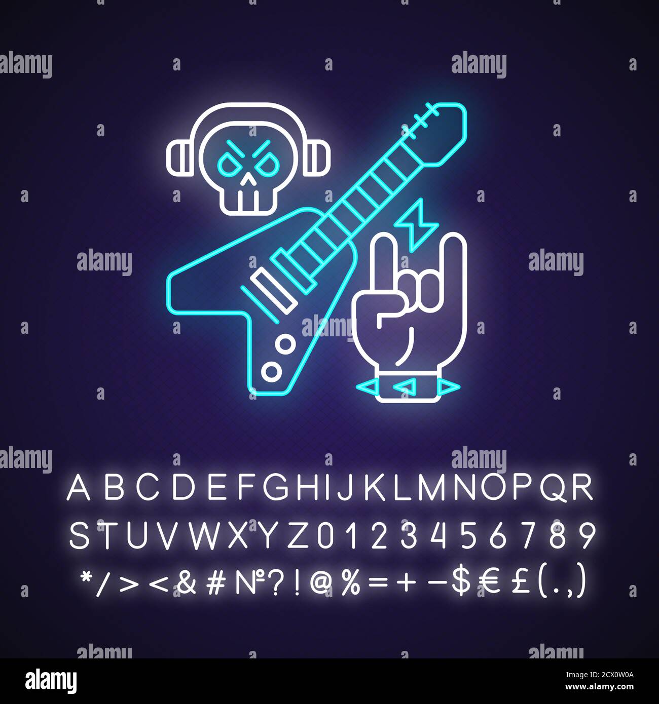 Heavy metal neon light icon Stock Vector Image & Art - Alamy