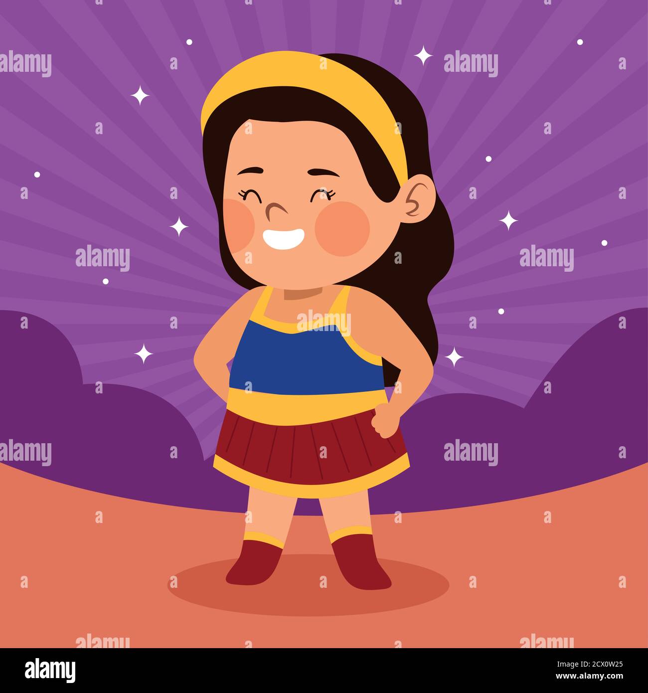 cute little girl dressed as a wonder woman character vector ...
