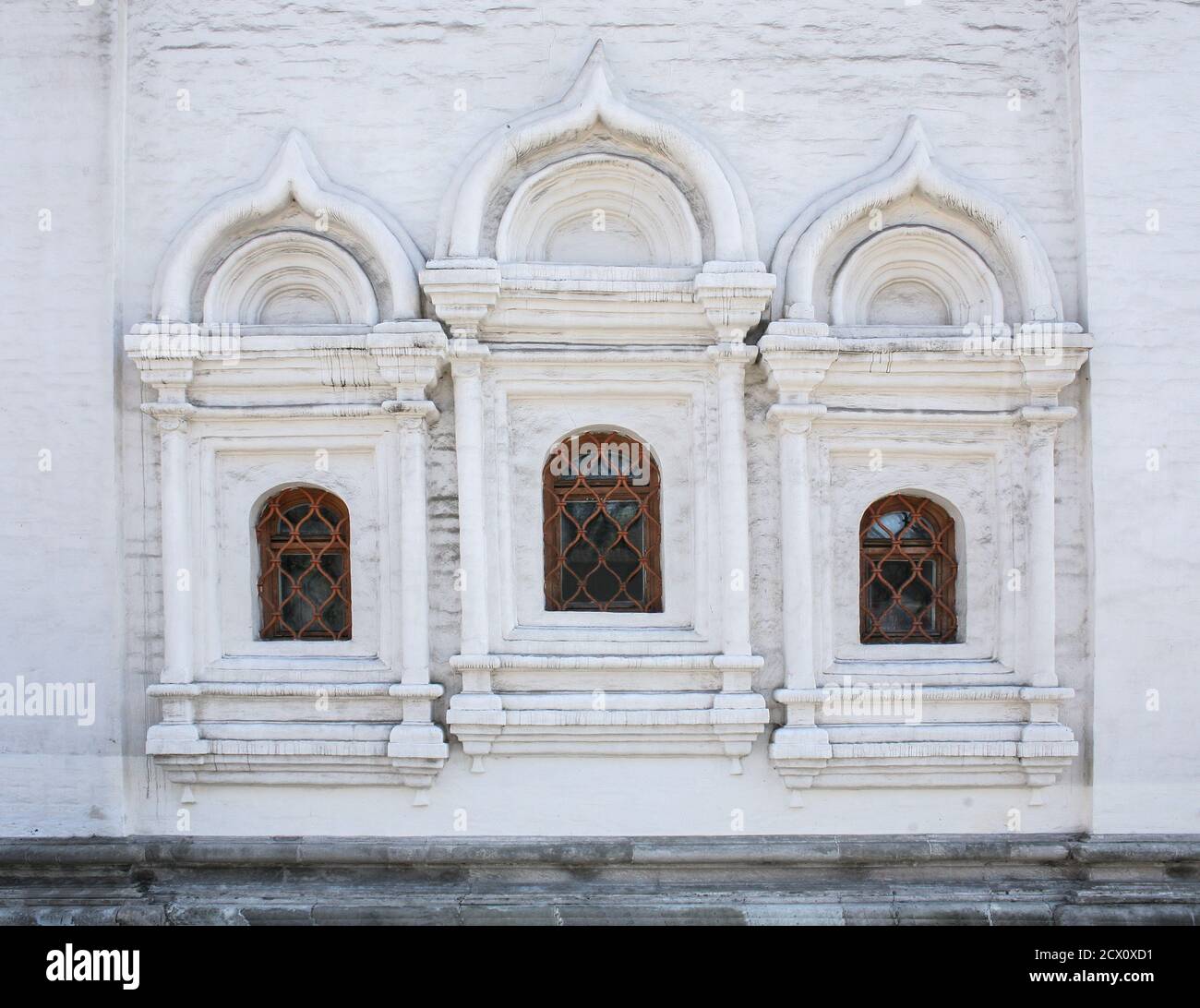 wall with windows of ancient Russian Orthodox Church Stock Photo - Alamy