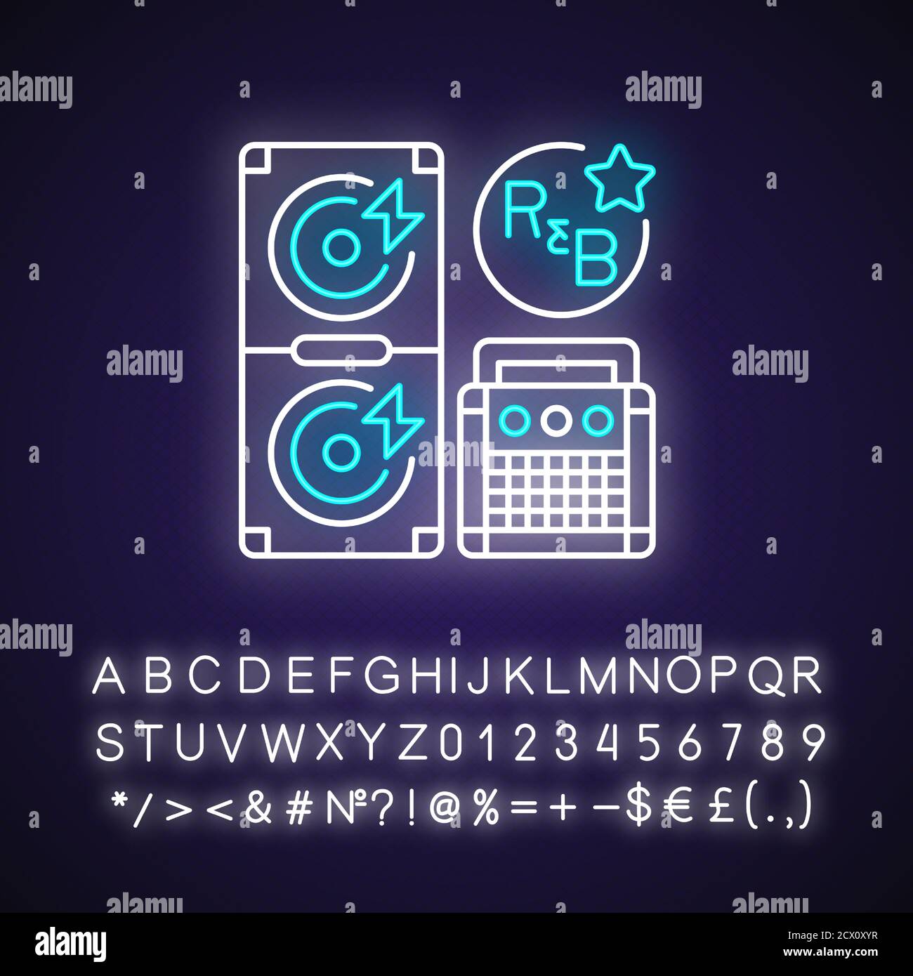 Rhythm and blues neon light icon Stock Vector Image & Art - Alamy
