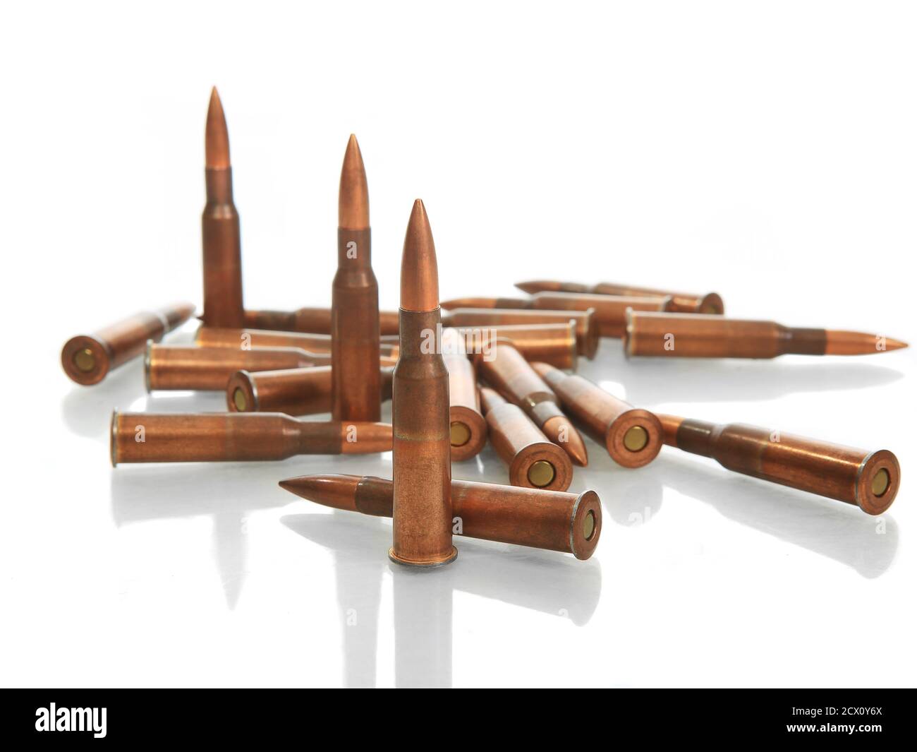 many bullets on white background Studio closeup Stock Photo - Alamy