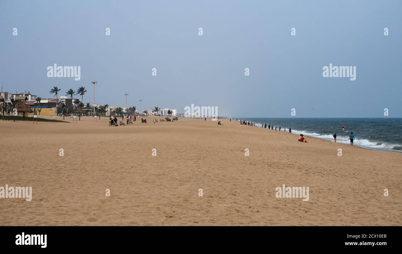 Puri, India - February 3, 2020: View over unidentified people down at ...