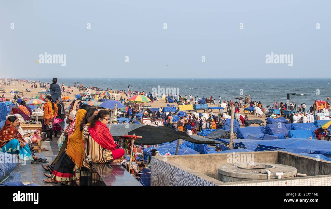 Puri, India - February 3, 2020: Unidentified people attends a market at ...