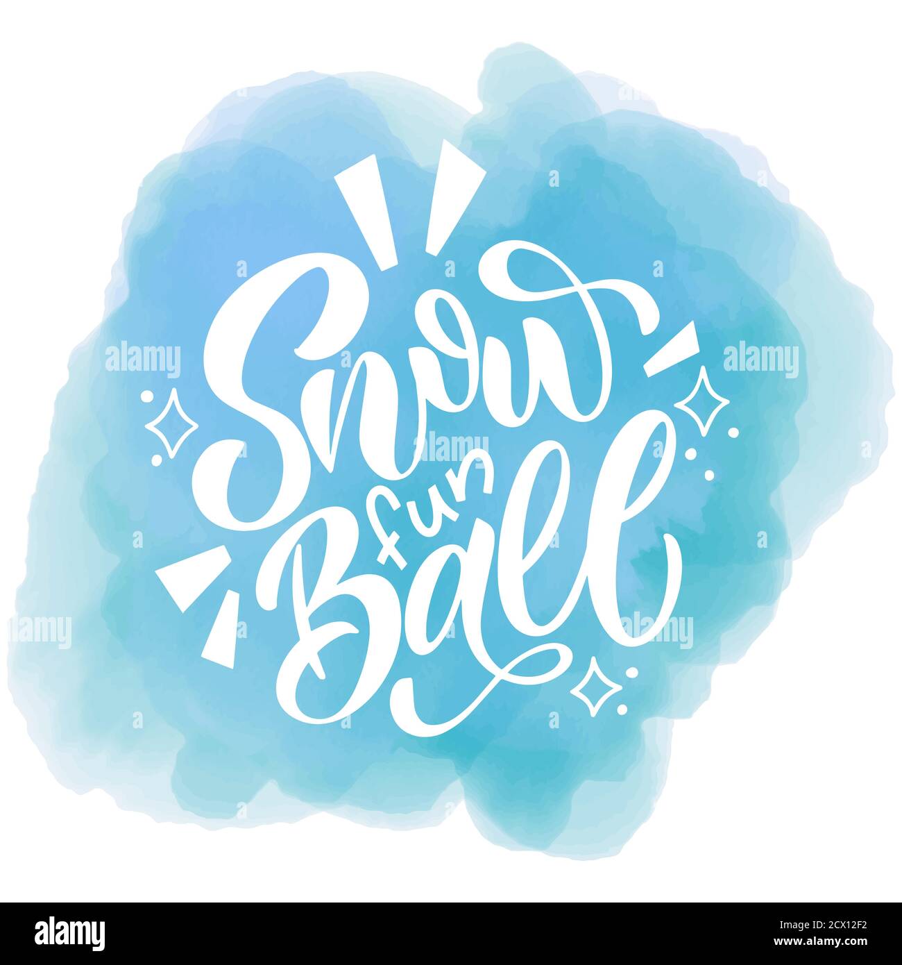 Snow fun ball. Handwritten winter lettering. Winter and New Year card ...