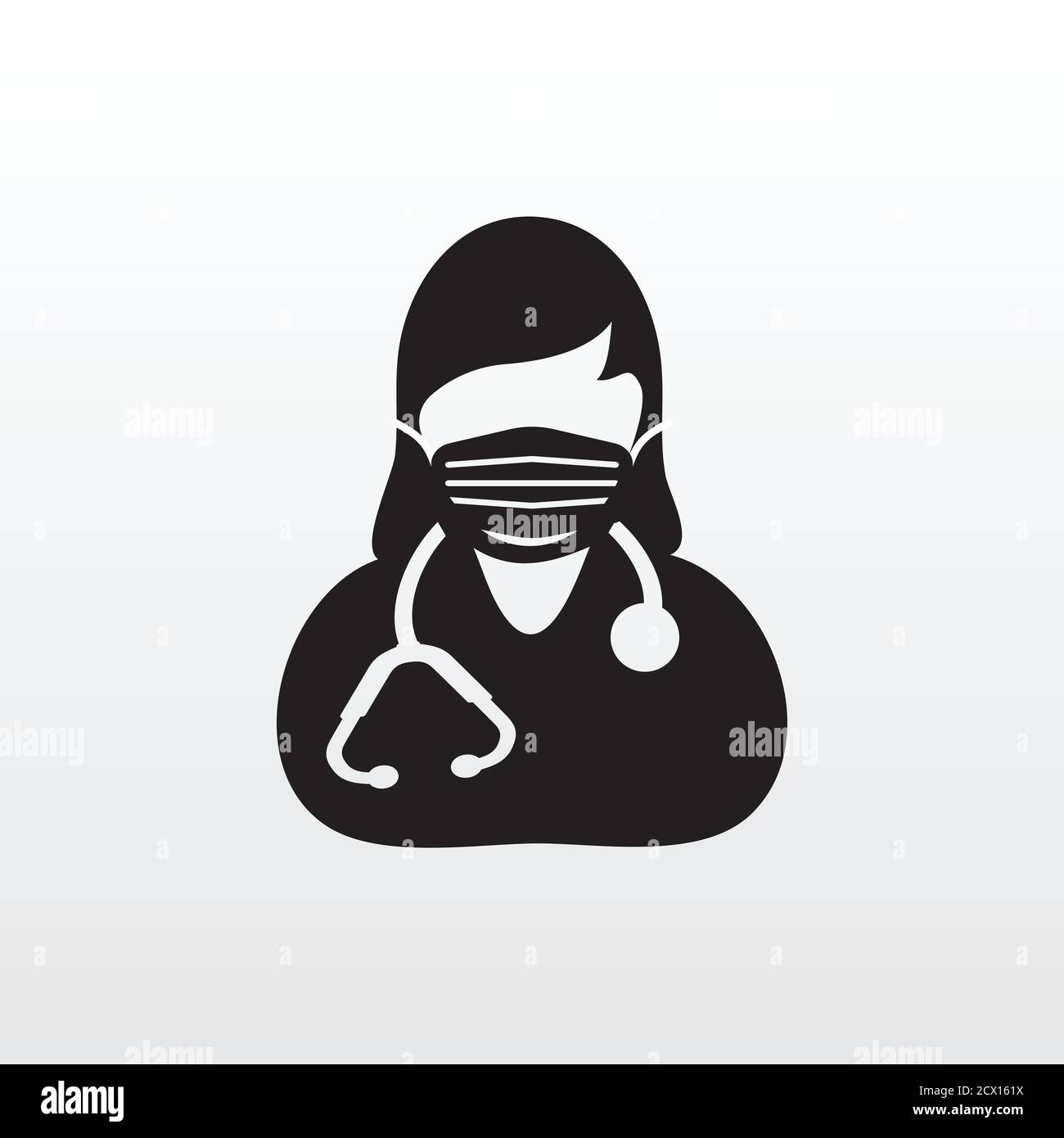 Medical woman user avatar icon with face mask. Mask with female medical ...