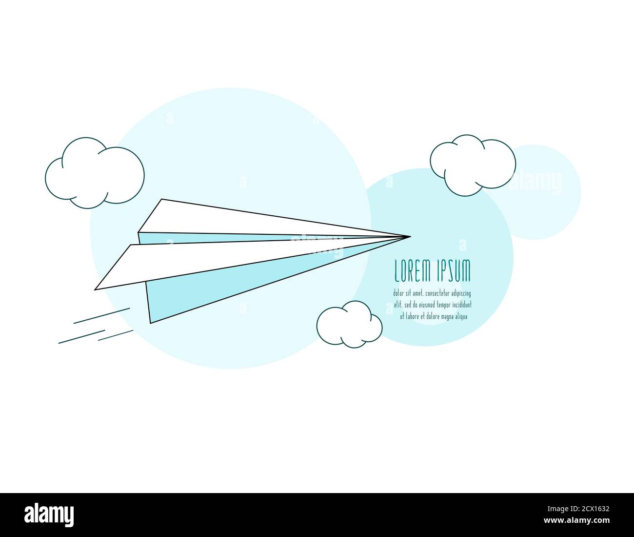 Freedom and creativity concept. Toy paper airplane flying in the sky. Travel and exploration ...