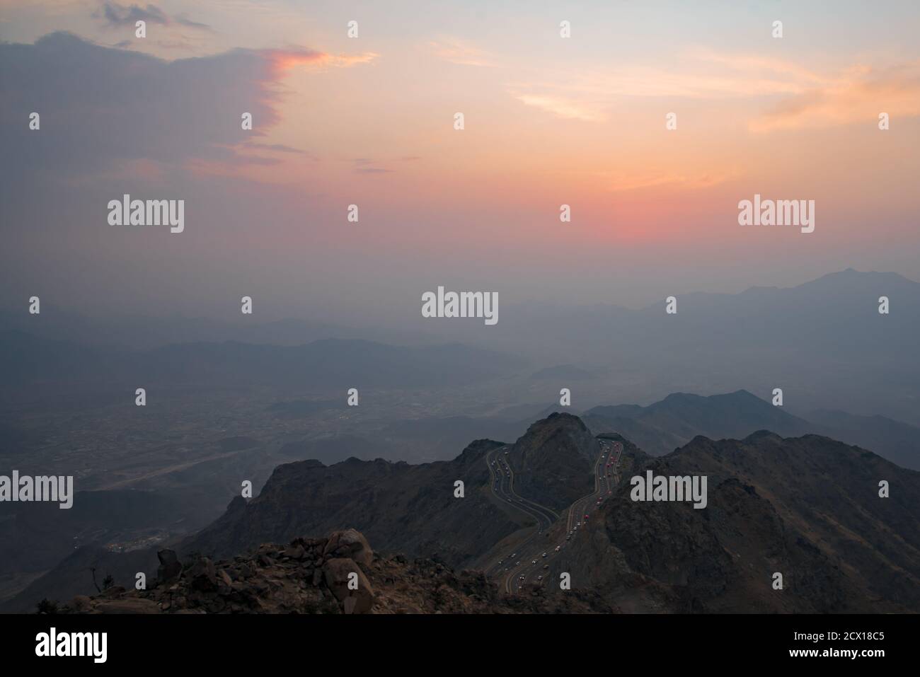 Al Hada Taif Mountain Road Night View Stock Photo - Alamy