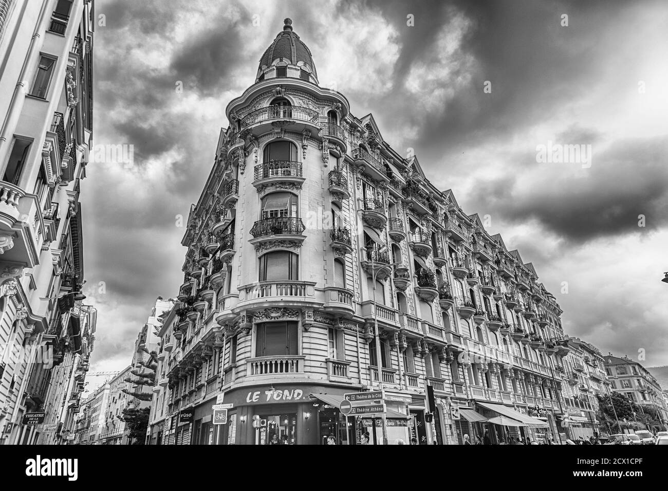 NICE, FRANCE - AUGUST 12: Beautiful architecture of the buildings in ...