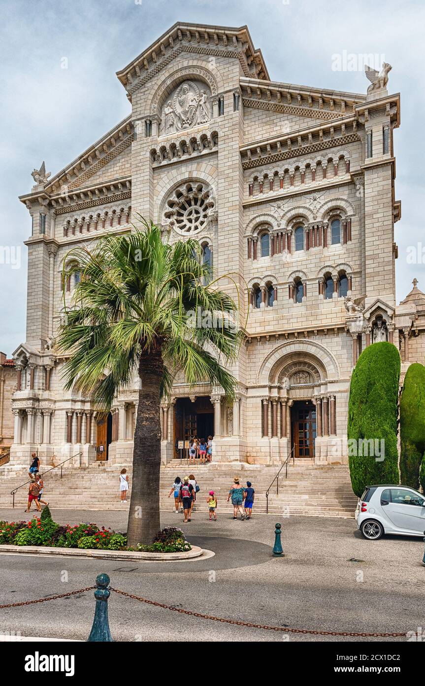 MONACO - AUGUST 13: Facade of the Cathedral of Our Lady Immaculate, aka ...