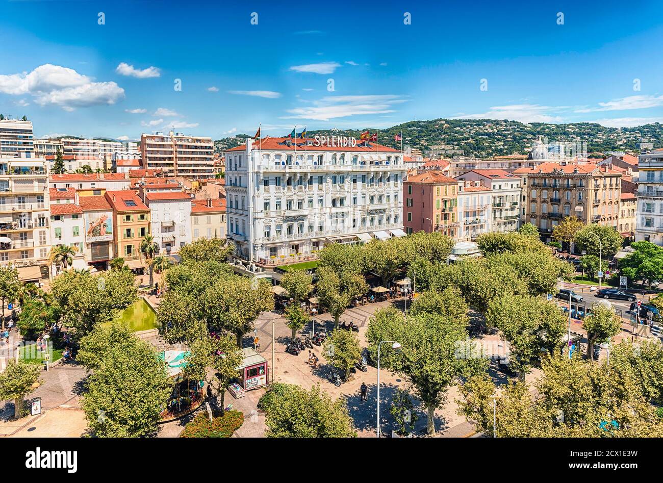 CANNES, FRANCE - AUGUST 15: Aerial view of the Hotel Splendid, Cannes ...