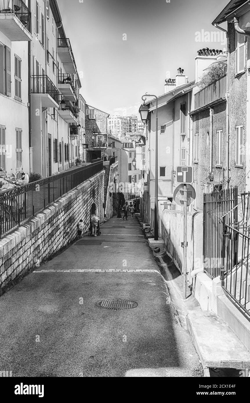 CANNES, FRANCE - AUGUST 15: Scenic picturesque streets of the medieval ...