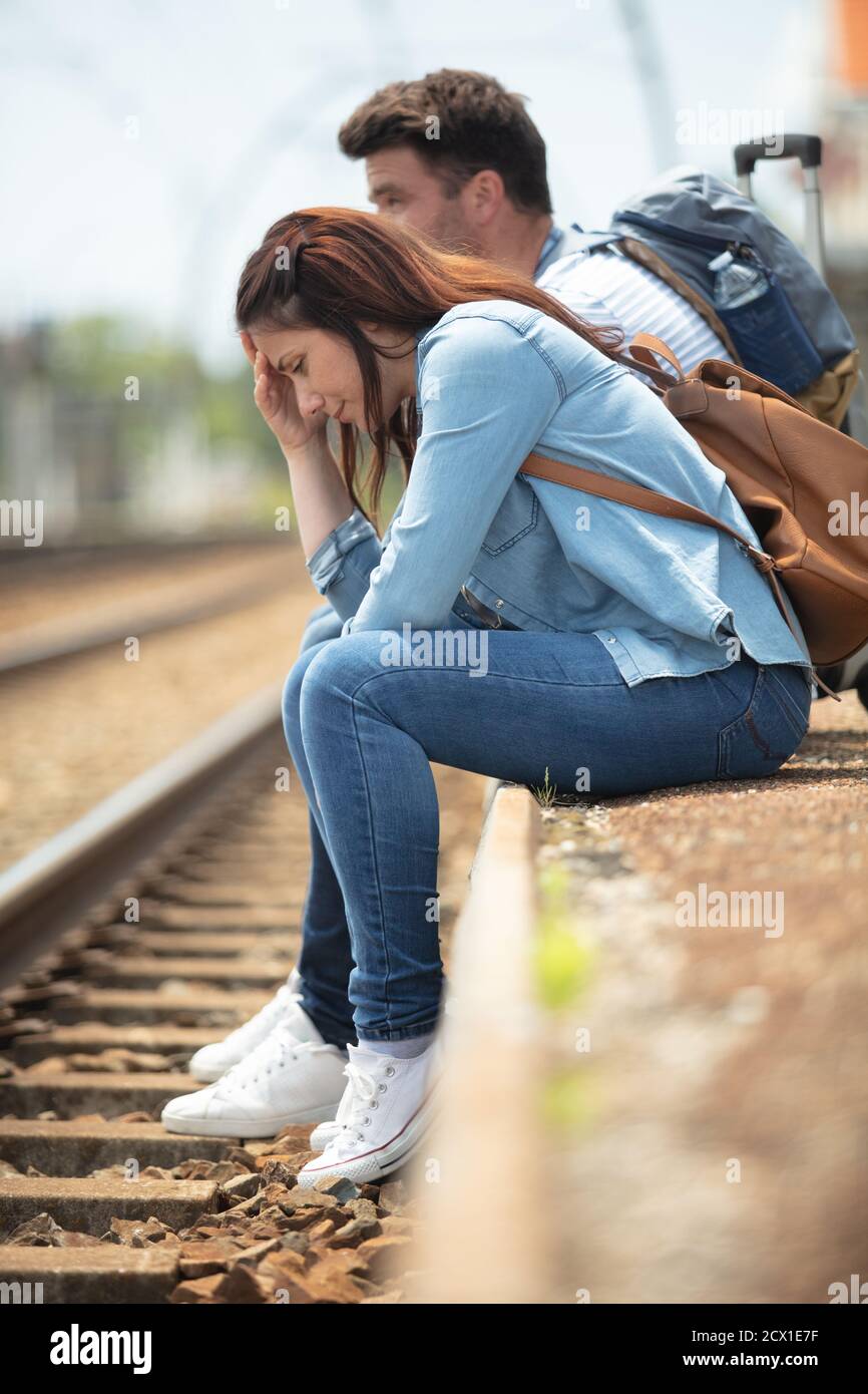 people who have missed their train to the airport Stock Photo - Alamy