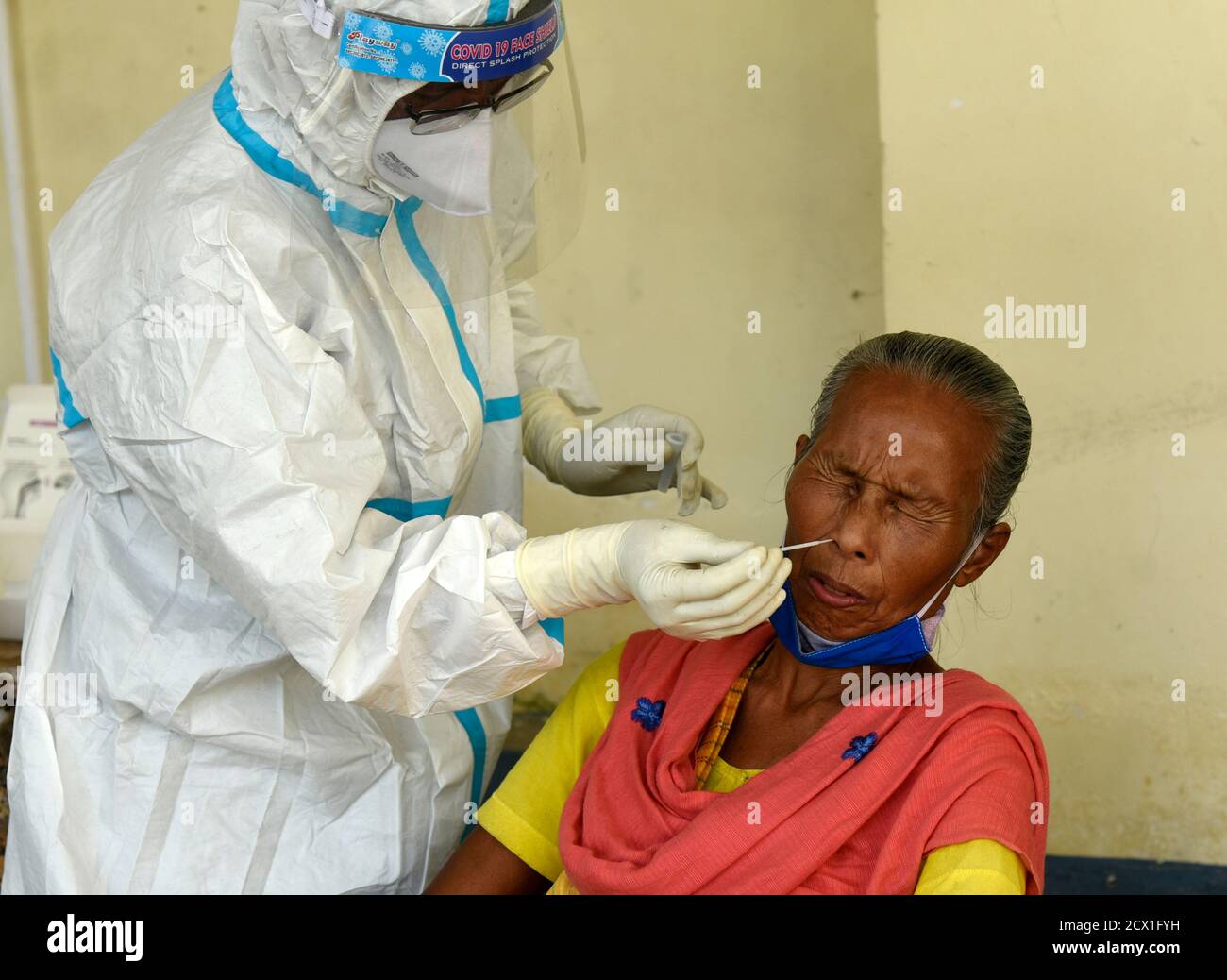 CHIRANG, INDIA. 28 SEPTEMBER 2020. A health worker in personal ...