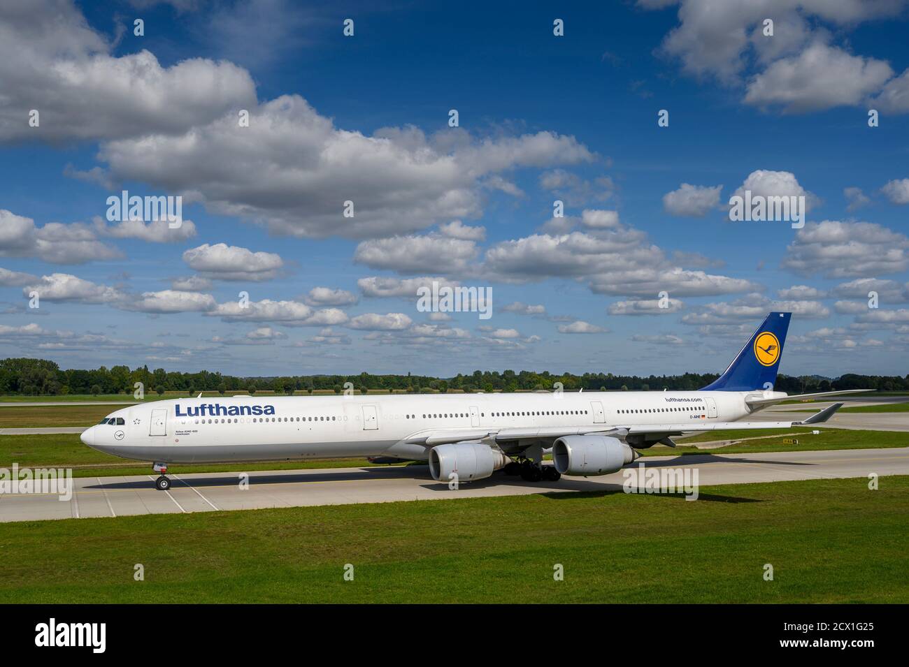 Munich, Germany - September 19. 2019 : Lufthansa Airbus A340-642 with ...