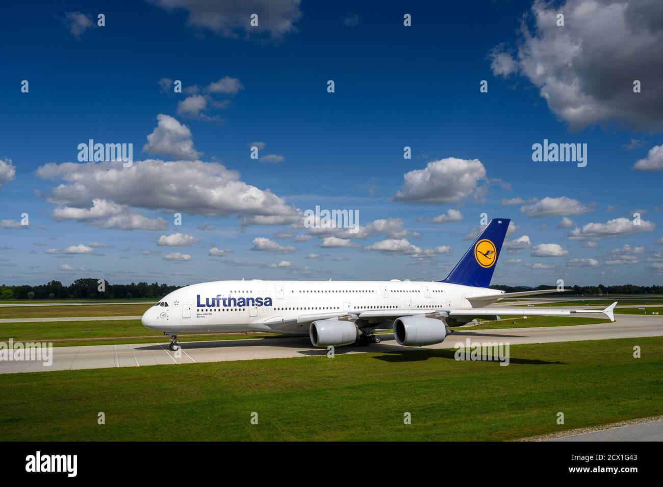 Munich, Germany - September 19. 2019 : Lufthansa Airbus A380-841 with ...