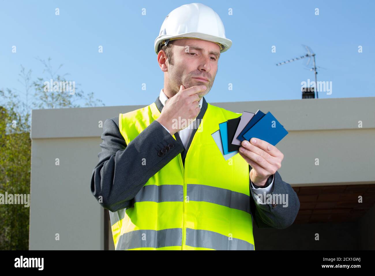 commercial painter with color sample Stock Photo - Alamy