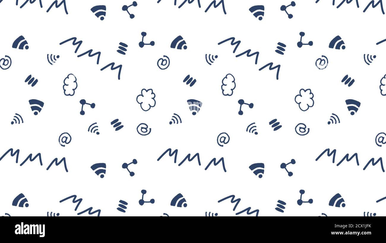 Illustration of technological and internet symbols on white background ...