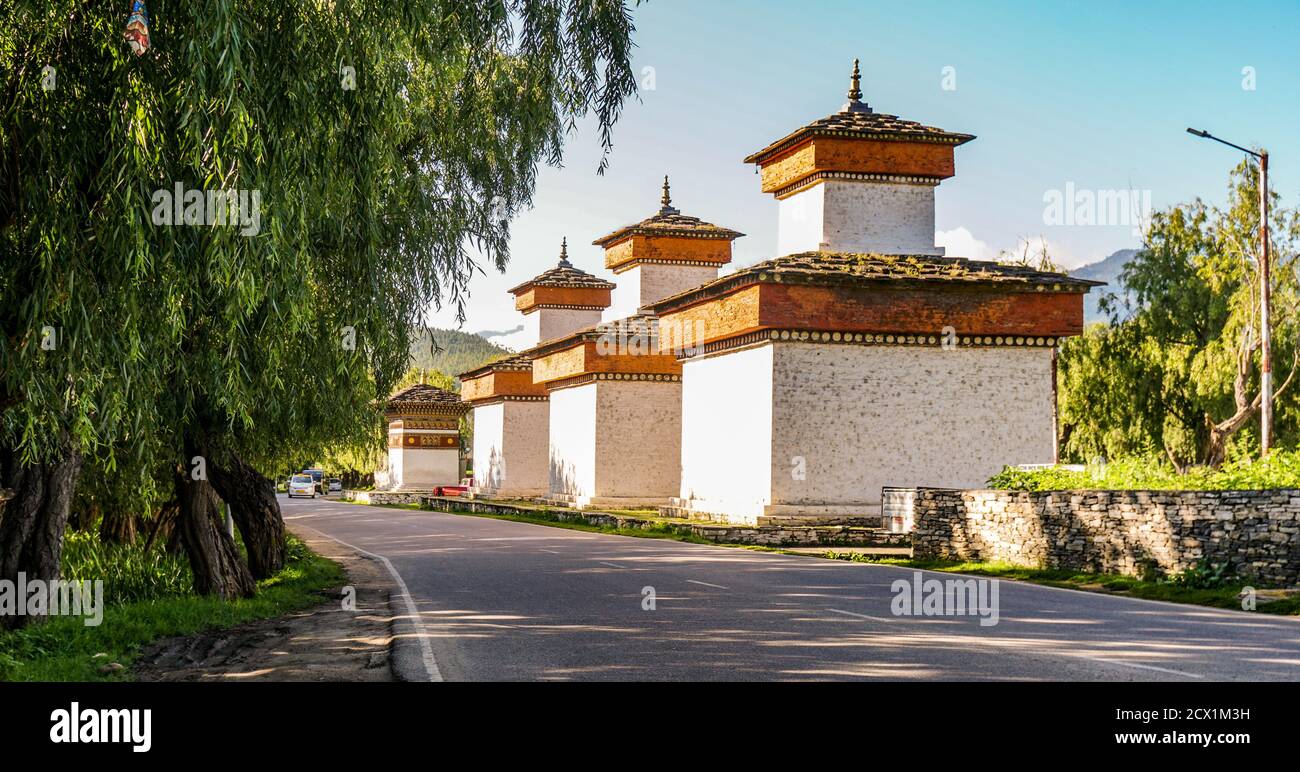 Five chortens in Paro, Bhutan Stock Photo - Alamy